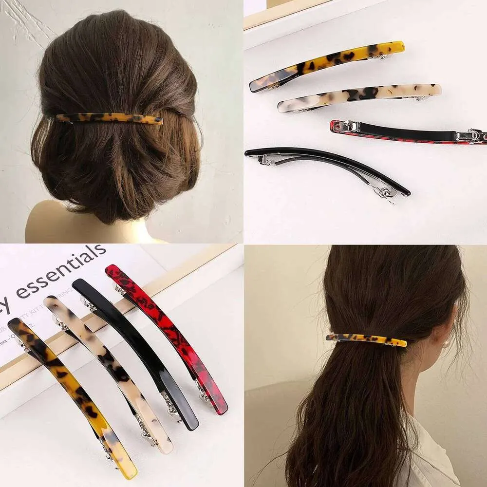 Elegant Spring French Style One Word Silver Barrette Hair Clip for ...