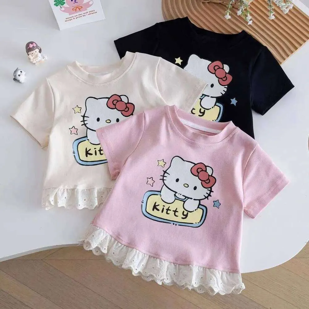 Hello Kitty Baby Girls Summer Short Sleeve Chiffon Blouse with Lace ...