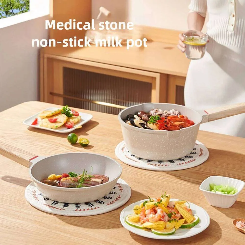 Milk Heating Pot with Lid Aluminum Die-Cast Divided Pan for Soup and ...