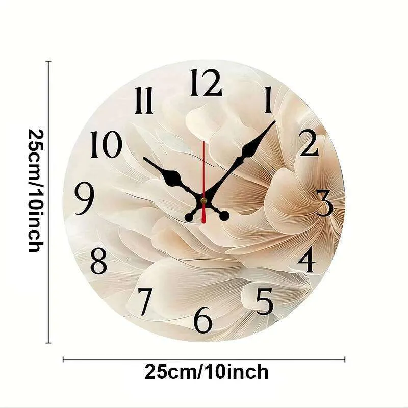 24 Inch Decorative Wall Clock with Flowers, Plastic Body, Mechanical ...