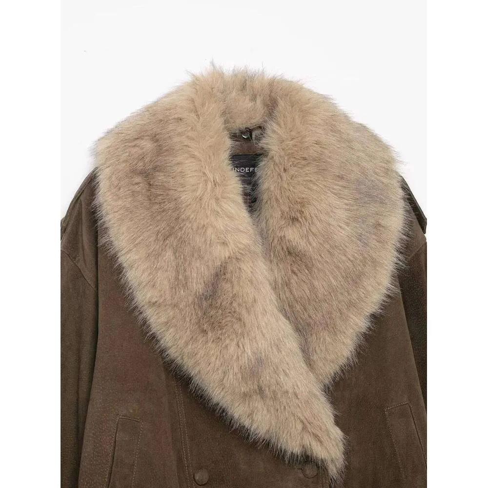 Suede Fur Jacket Womens Brown Cropped Vintage Polyester Floral Autumn 1 ...