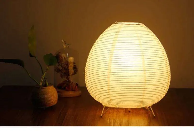 Japanese Rice Paper Lantern LED Table Lamp with Tripod Floor Stand Blue ...