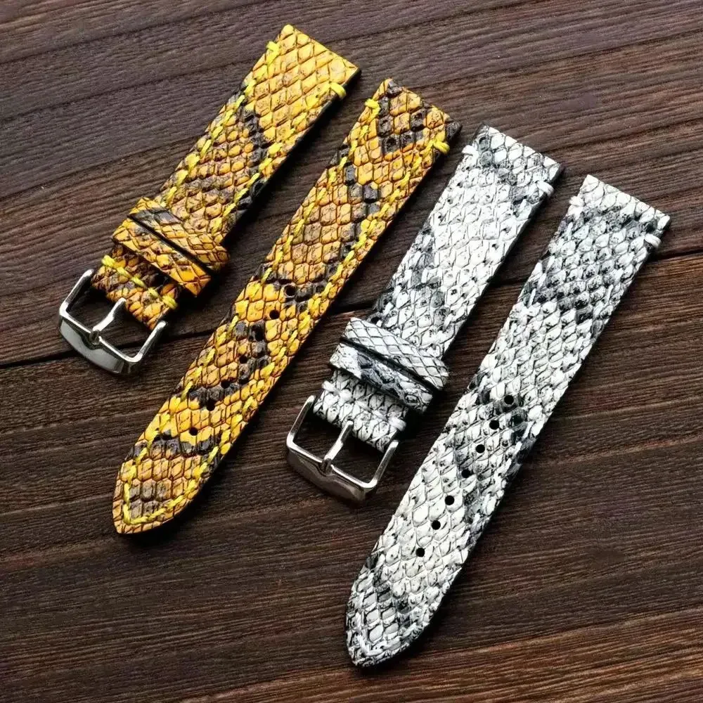 Handmade genuine leather bracelet men for embossed snake shark skin ...