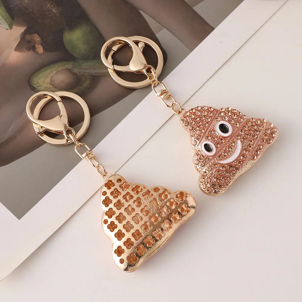 Cute Diamond Encrusted Poop Pendant Cartoon Metal Bag Charm Keychain ...