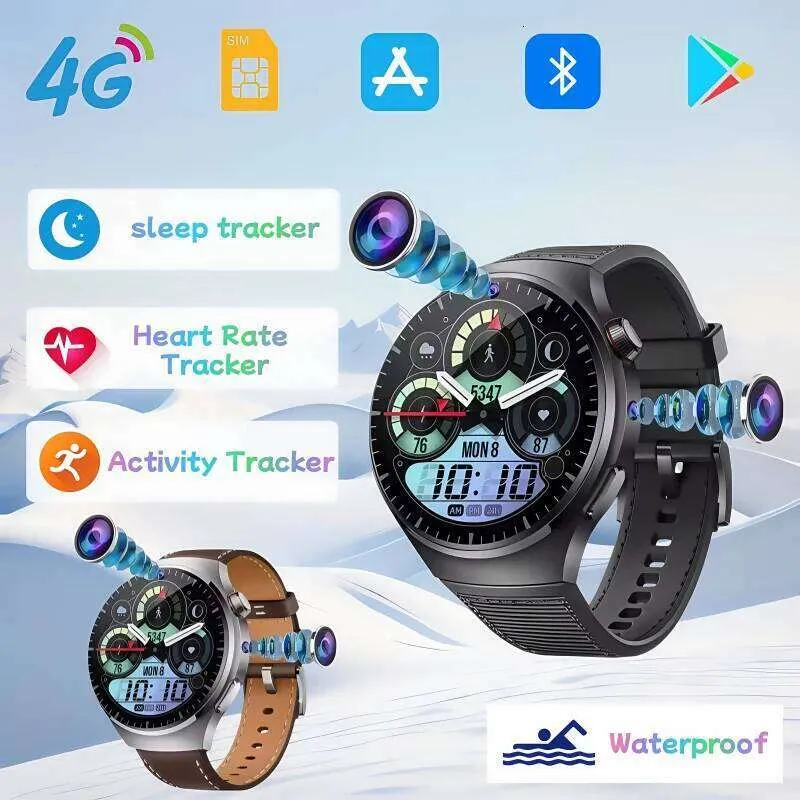 4G AMOLED Smartwatch B14 HD Dual Camera Wifi Video Call Bluetooth 5.3 ...