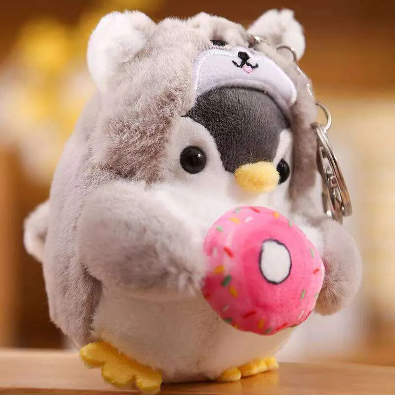 Cute Penguin Keychain for Women Unisex Metal Leather Pearl Cartoon ...
