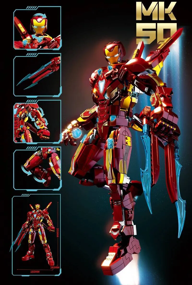 Marvel Iron Man MK50 Mecha Building Blocks Toy Set Plastic 1500+ Pieces ...