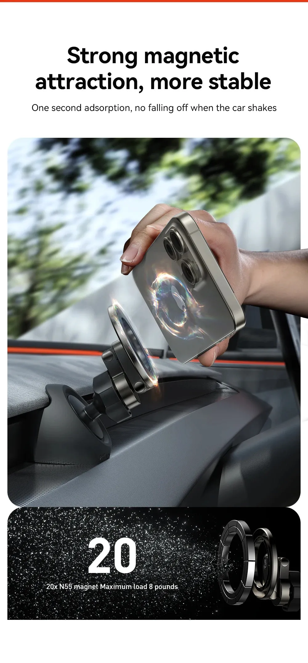 Magnetic Adjustable Metal Car Phone Holder with Silicone Base for Tesla ...