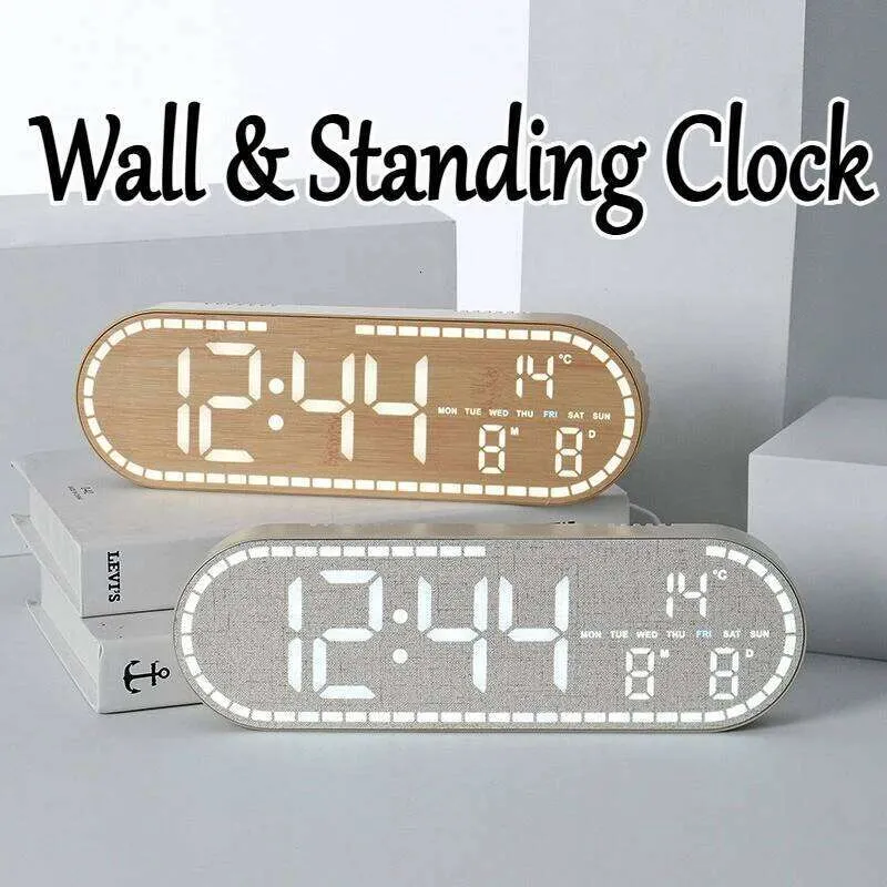 LED USB Digital Wall Clock with Temperature Date Week Display and ...