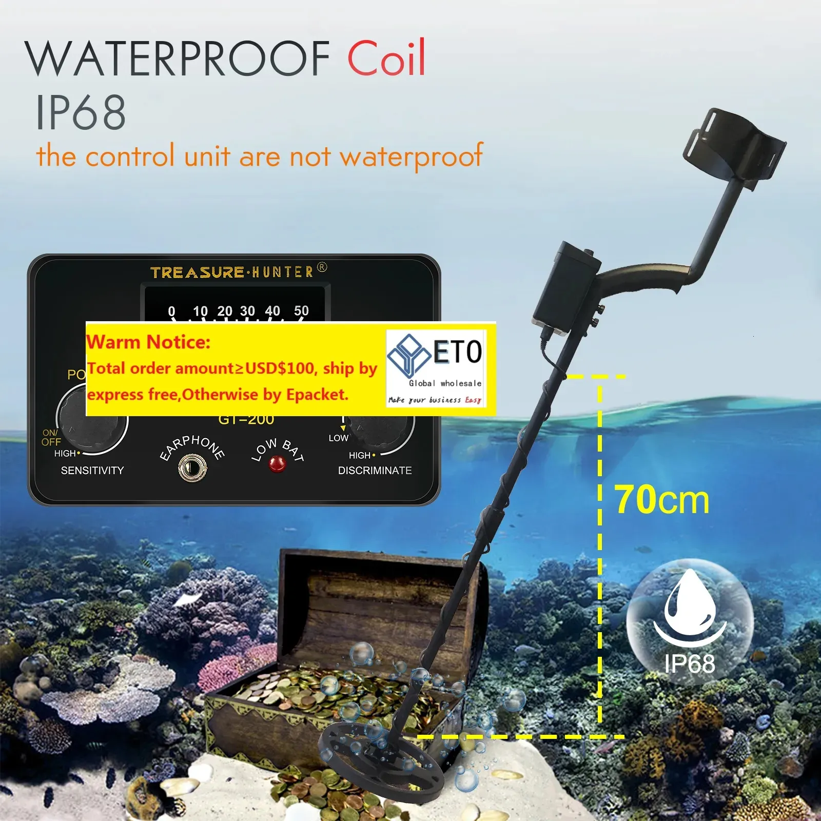 GT200 Pro Metal Detectors High Sensitivity Underground Gold And Iron ...