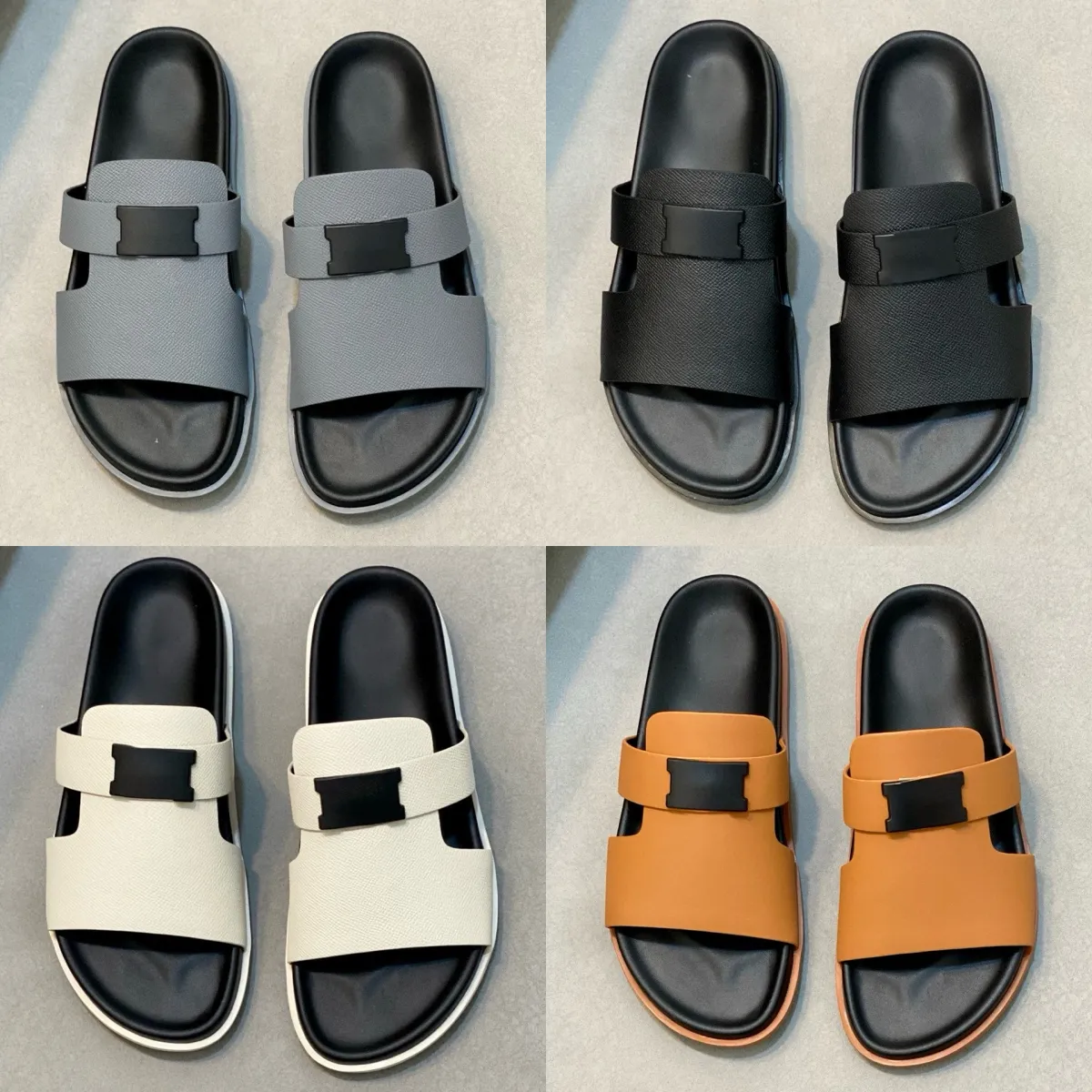 Designer Slides Mens Leather Slippers Summer Casual... From Womenshoe_1 ...