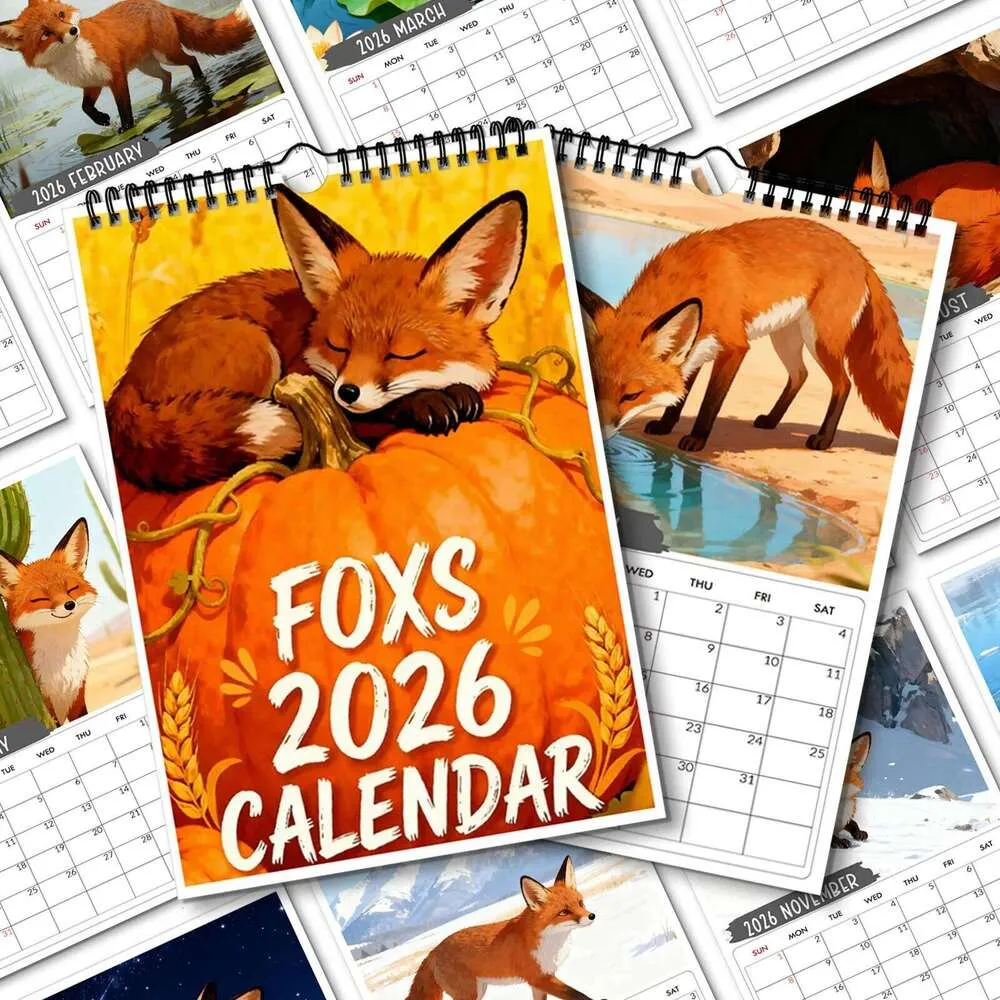 2026 Wall Calendar Fox Theme Artwork High Quality Print For Home ...