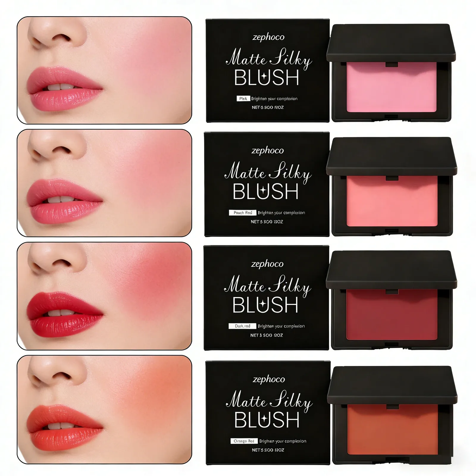 Multi Color Matte Silky Blush Waterproof Lasting Color Cheek Makeup ...
