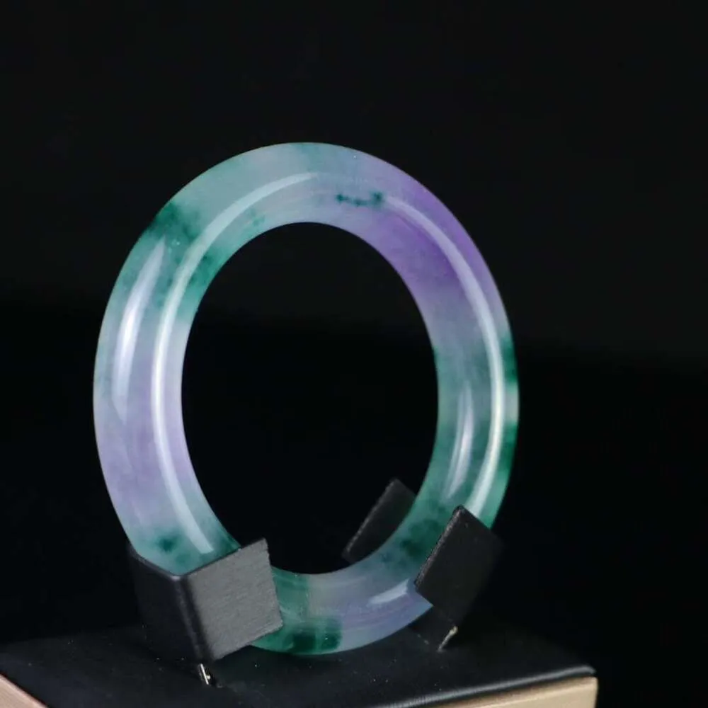 Natural Color-Gradient Jadeite Bracelet with Purple and Green Hues ...