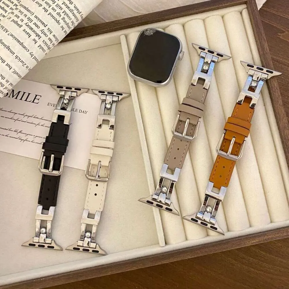 Perforated Slide Diamond Stitched Full Grain Leather Apple Watch Strap ...