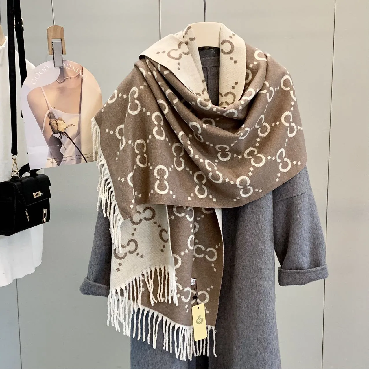 Luxury Designer Plaid Designer Cashmere Scarf For Women Classic Long ...