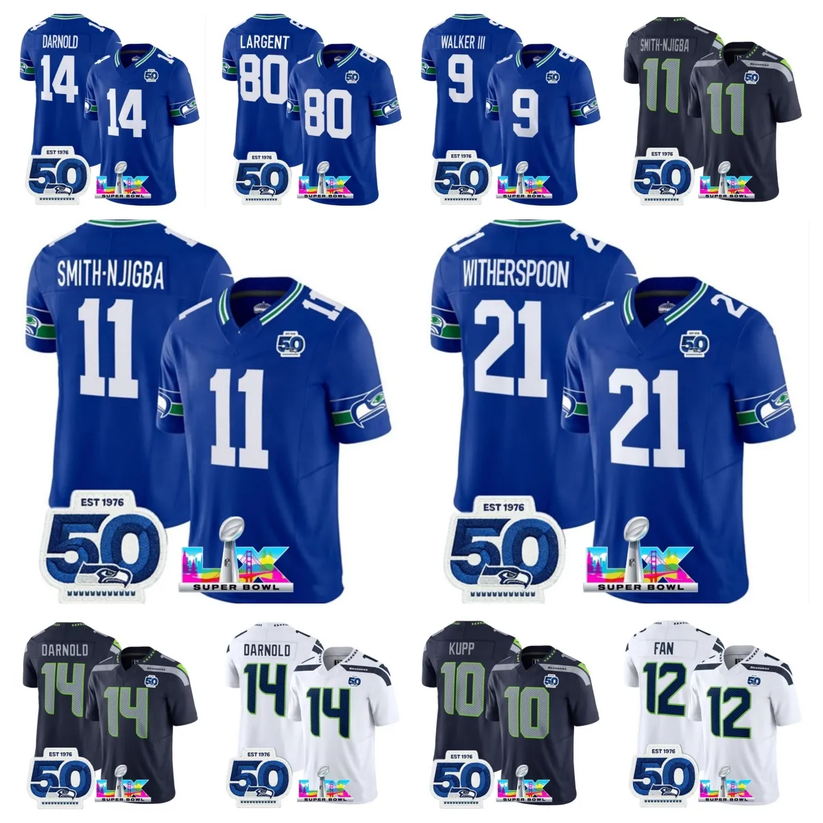 Custom Seahawks Super Bowl LX American Football Shirts Featuring Jaxon ...