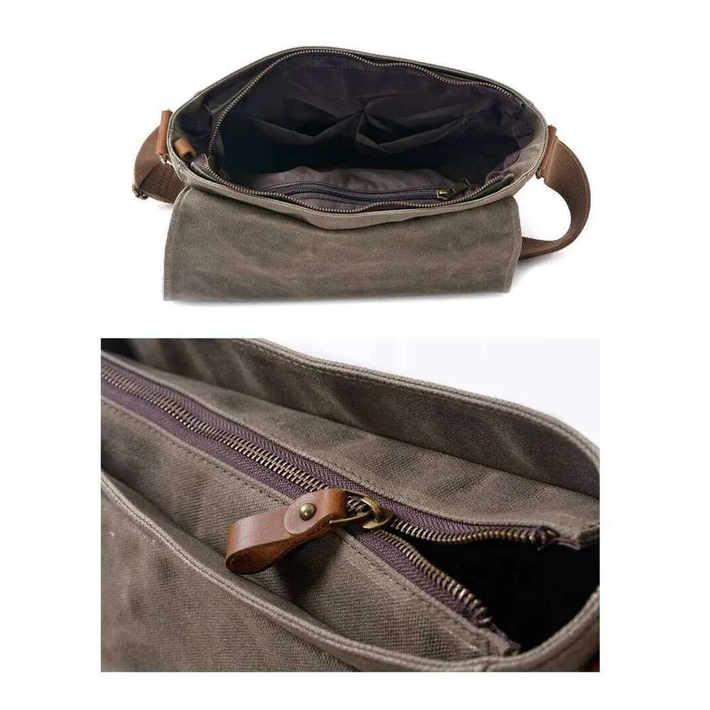Large Capacity Canvas Men's Shoulder Waxed Canvas Crossbody Bag For ...