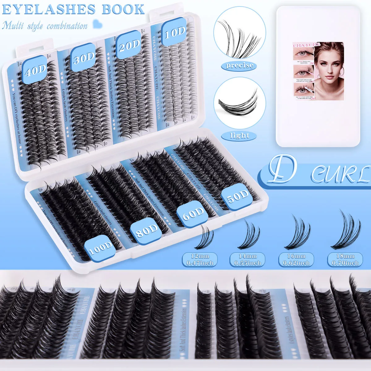 DIY Cluster Lashes Kit Thick Fluffy Individual Eyelash Extensions With ...