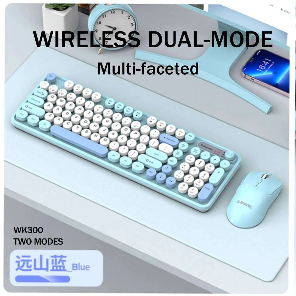 K-snake WK300 Wireless Dual Mode Keyboard and Mouse Set with Mute Mouse ...