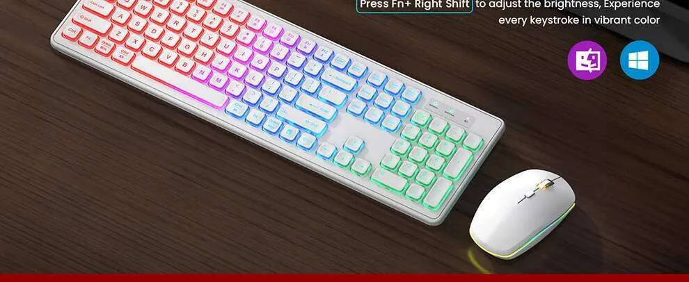 Backlit Wireless Keyboard and Mouse Combo with Quiet Light Up Keys and ...