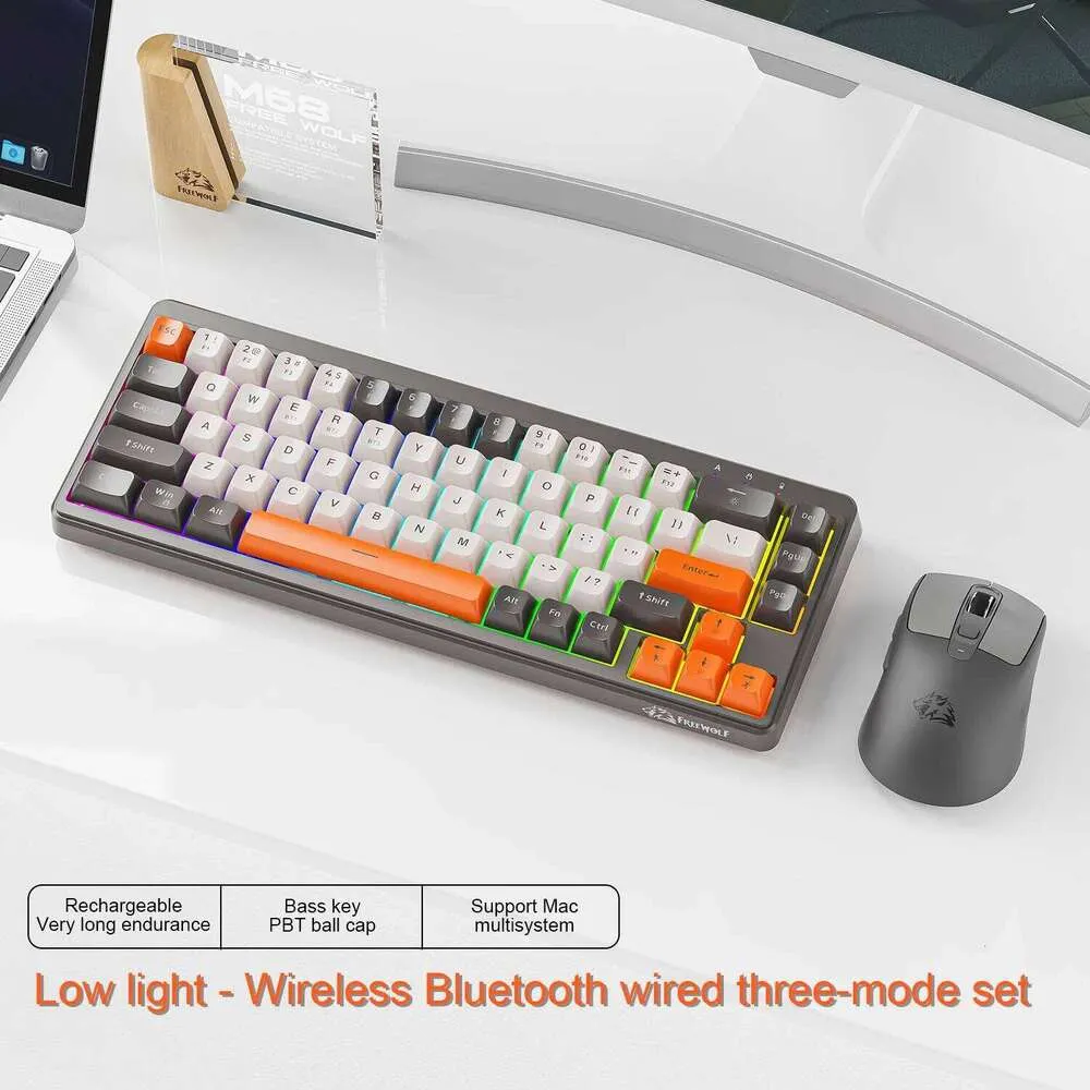 FREEWOLF M68 Wireless Keyboard and A3 Mouse Kit Bluetooth Multidevice ...