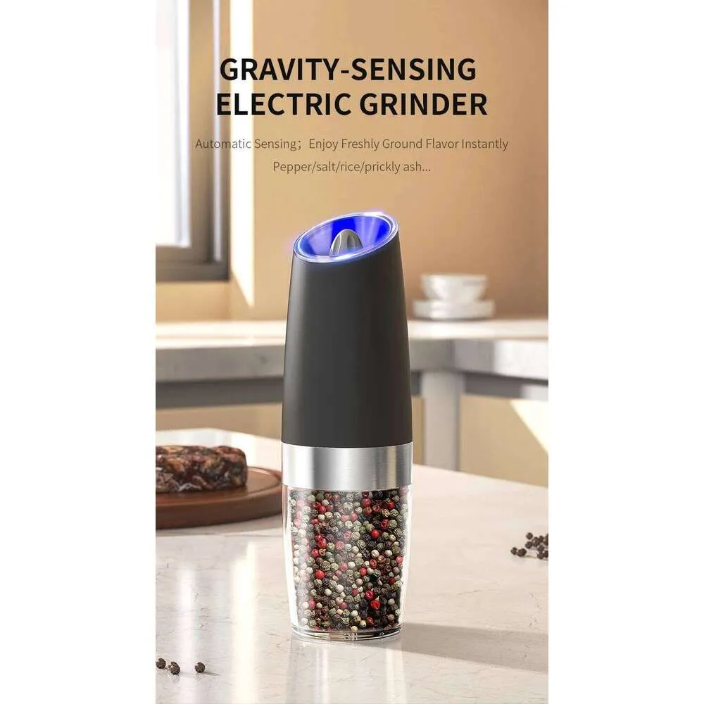 Electric Automatic Sensing Salt and Pepper Grinder Set Plastic Kitchen ...