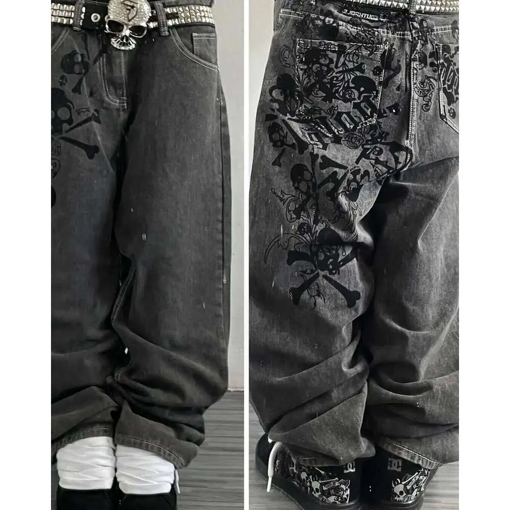 Y2K Retro Skull Watermark Oversized Denim Jeans ... From Diewsdw, $14. ...