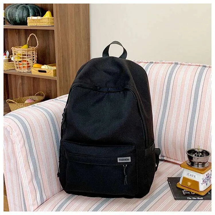 Korean-style large-capacity nylon backpack with zipper closure and ...