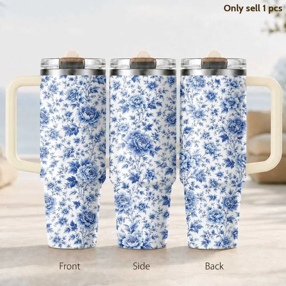 Blue Pattern Porcelain Flower Brumate Flask 40oz... From Sitanka, $15. ...