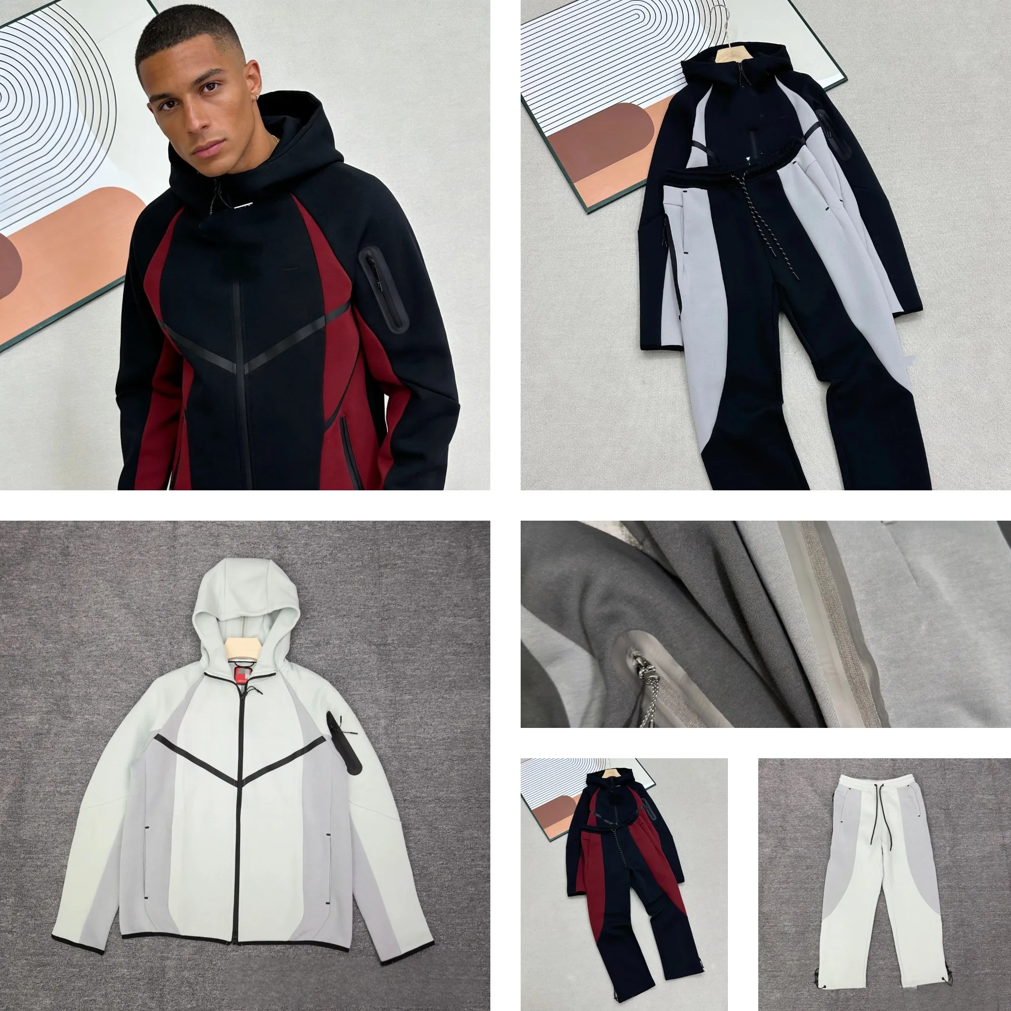 Designer Mens Tech Fleece Tracksuits Reflective Full Zip Hooded Jackets ...