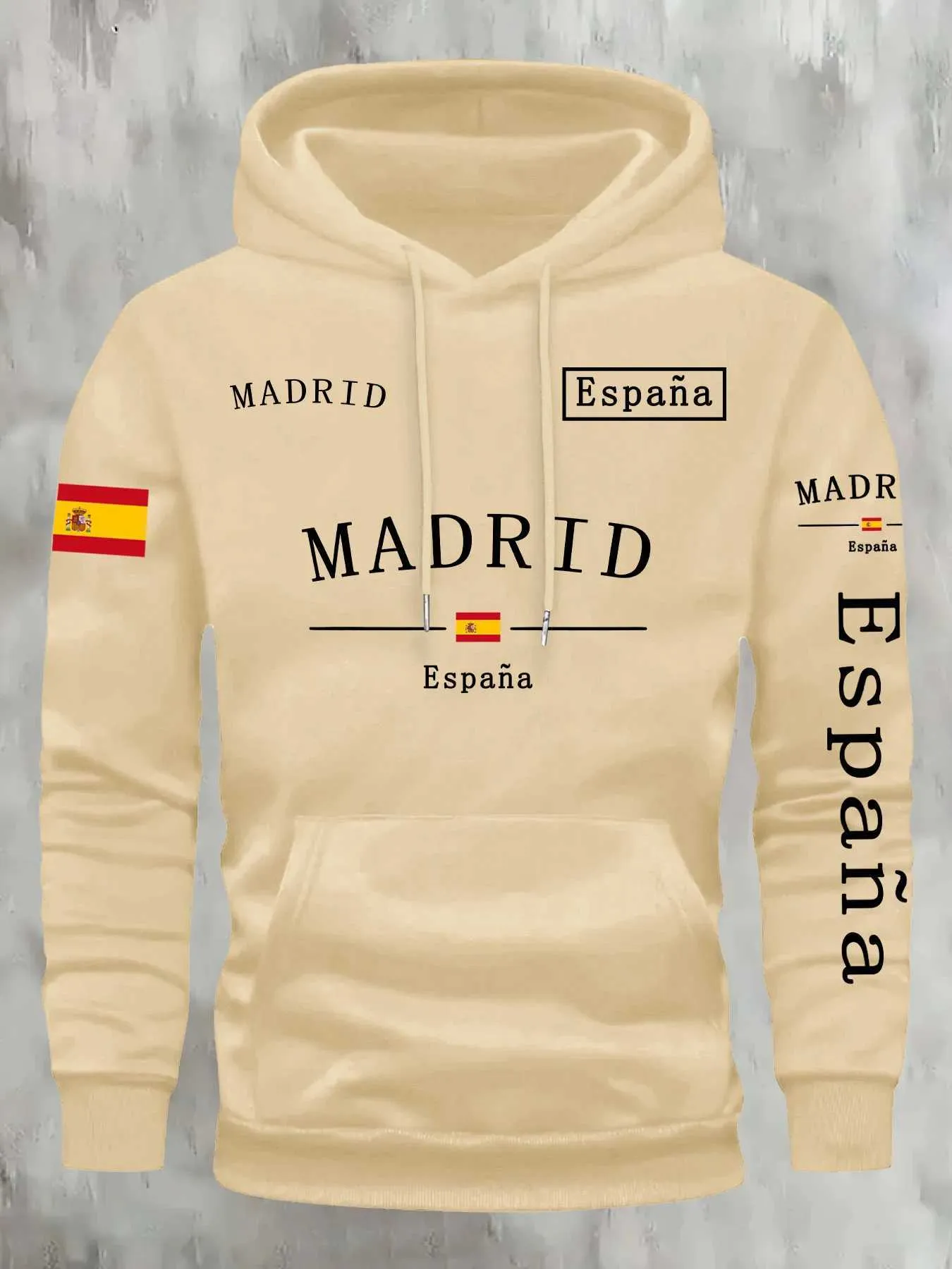 Spanish flag Madrid printed long cotton fleece sweatshirt with ...