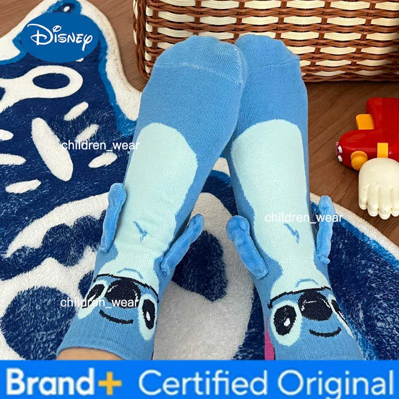 Disney Stitch hand in hand sock female Japanese cartoon tube stack sock ...