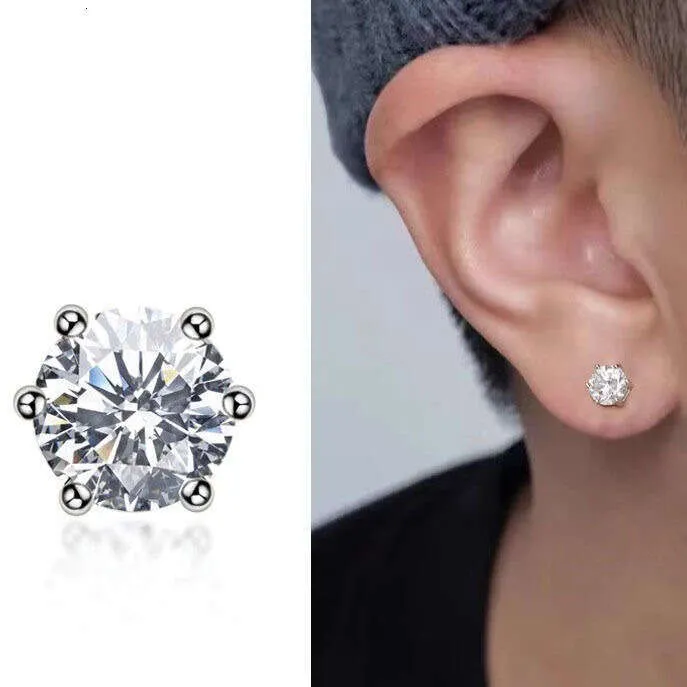 Six-prong moissanite 6mm ear cartilage studs with fine needle titanium ...