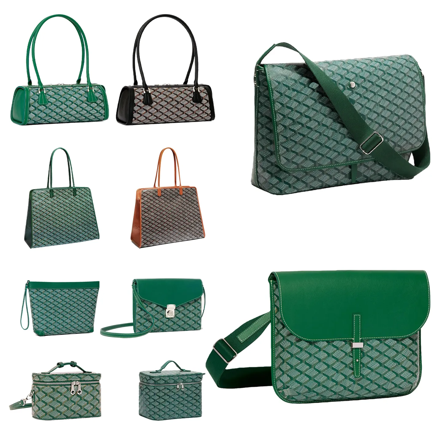 Luxury Designer Leather Green Goyard Tote CAPETIEN... From Cosmetic_bag ...