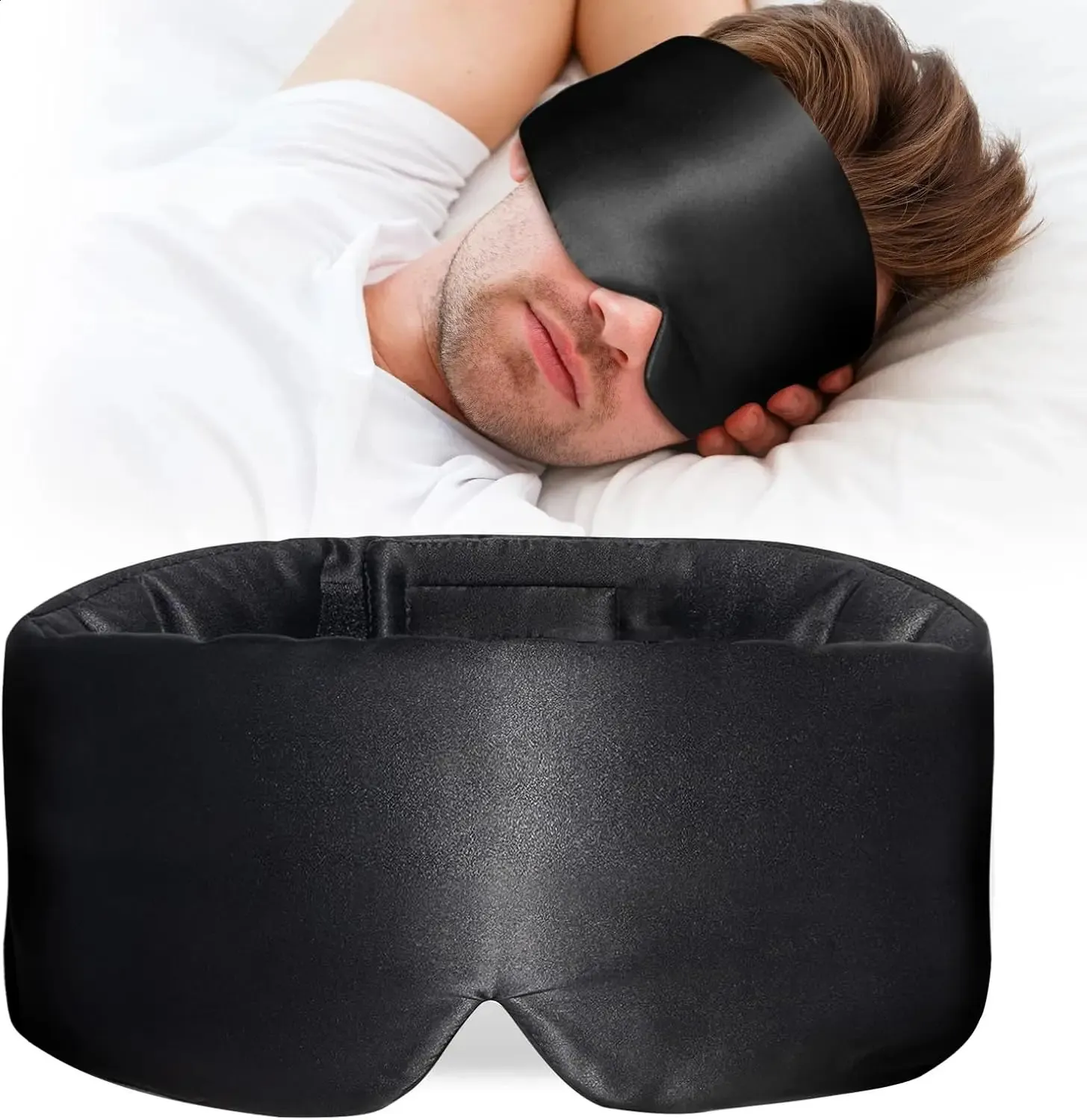 Silk Sleep Mask Large Eye Cover for Sleeping Comfortable and Pressure ...
