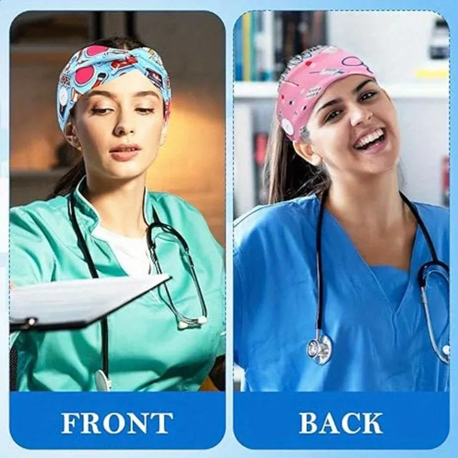 Nurse Headband with Button Wide for Nurses Doctors Sweatbands Sports ...