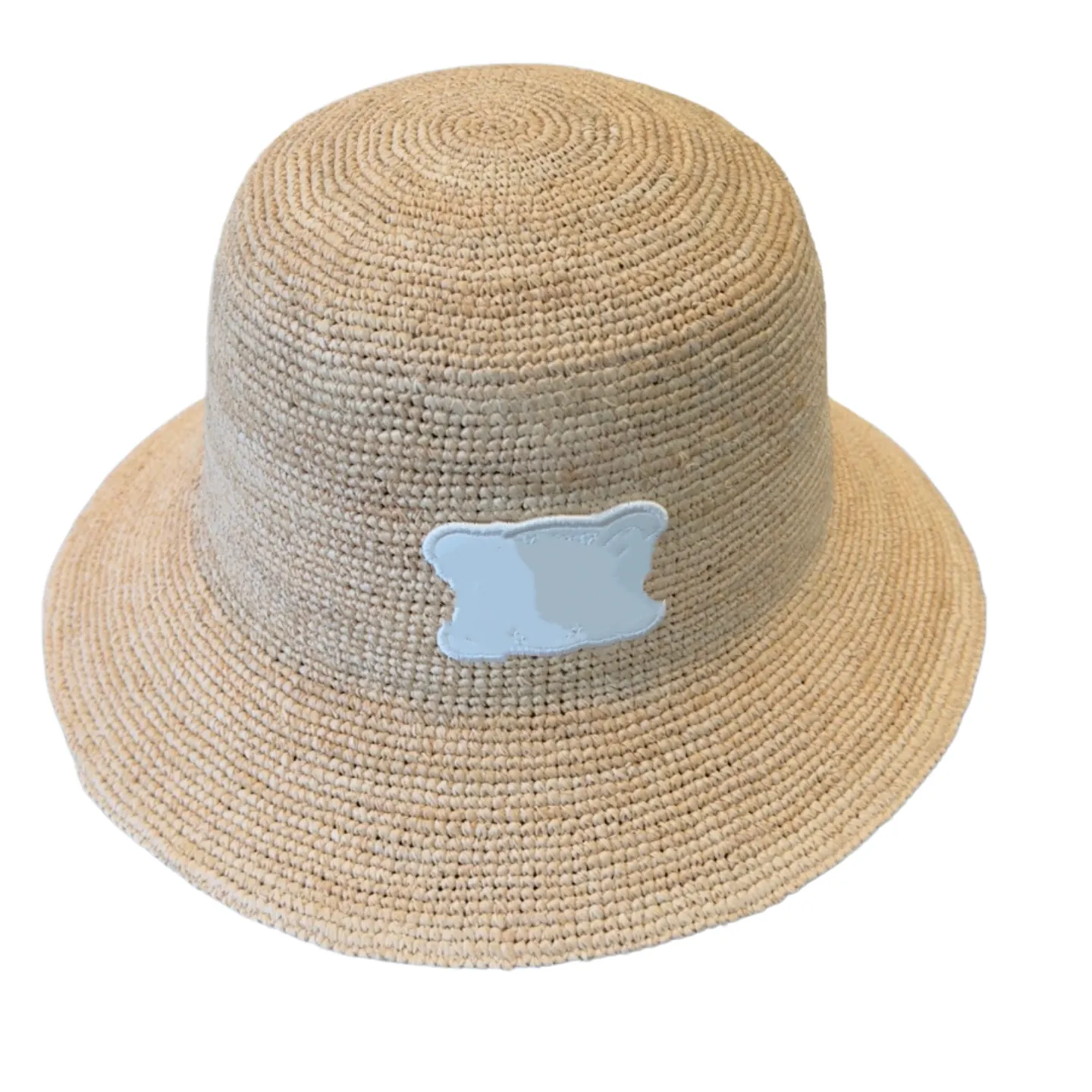 Straw bucket sun hat for women with embroidered grass braid material ...