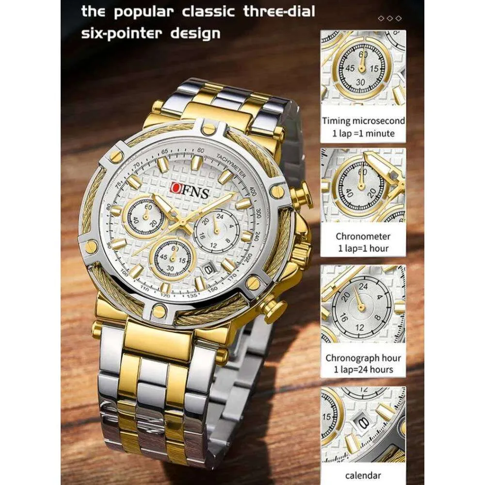 Quartz Multifunction Chronograph Calendar Wrist Watch with Stainless ...