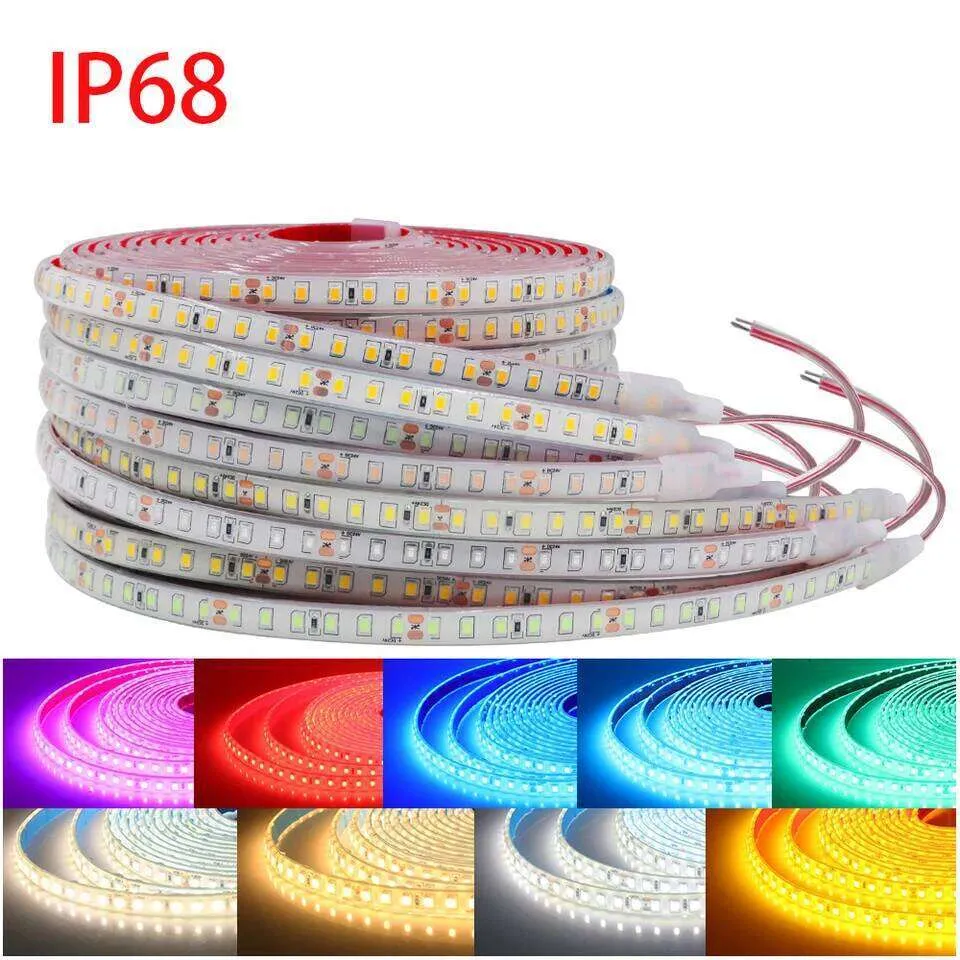 12V 24V LED Strip Light 120 LEDs/m IP68 Waterproof 2835 Flexible Tape ...