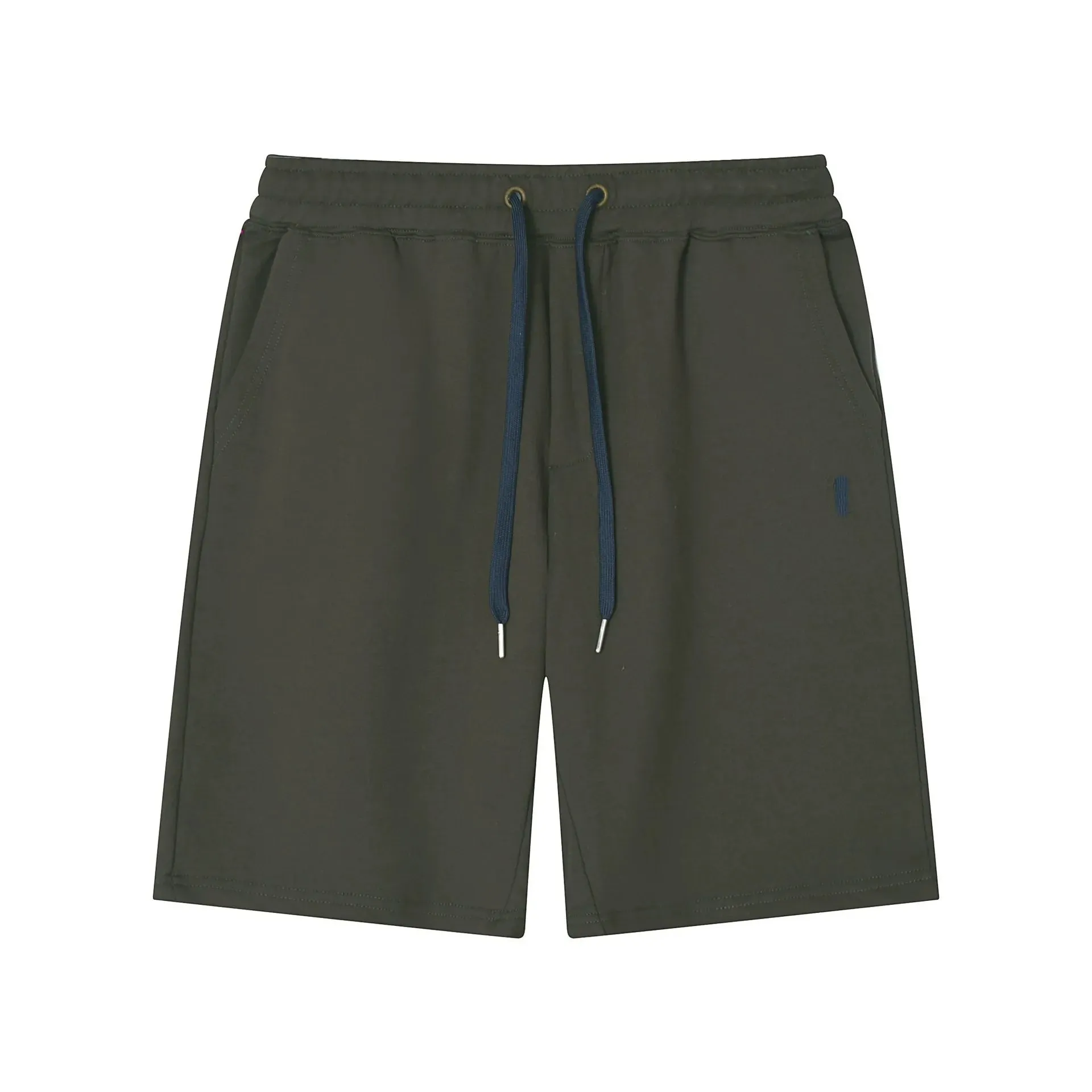 Mens loose fit cotton shorts with embroidery and drawstring closure for ...