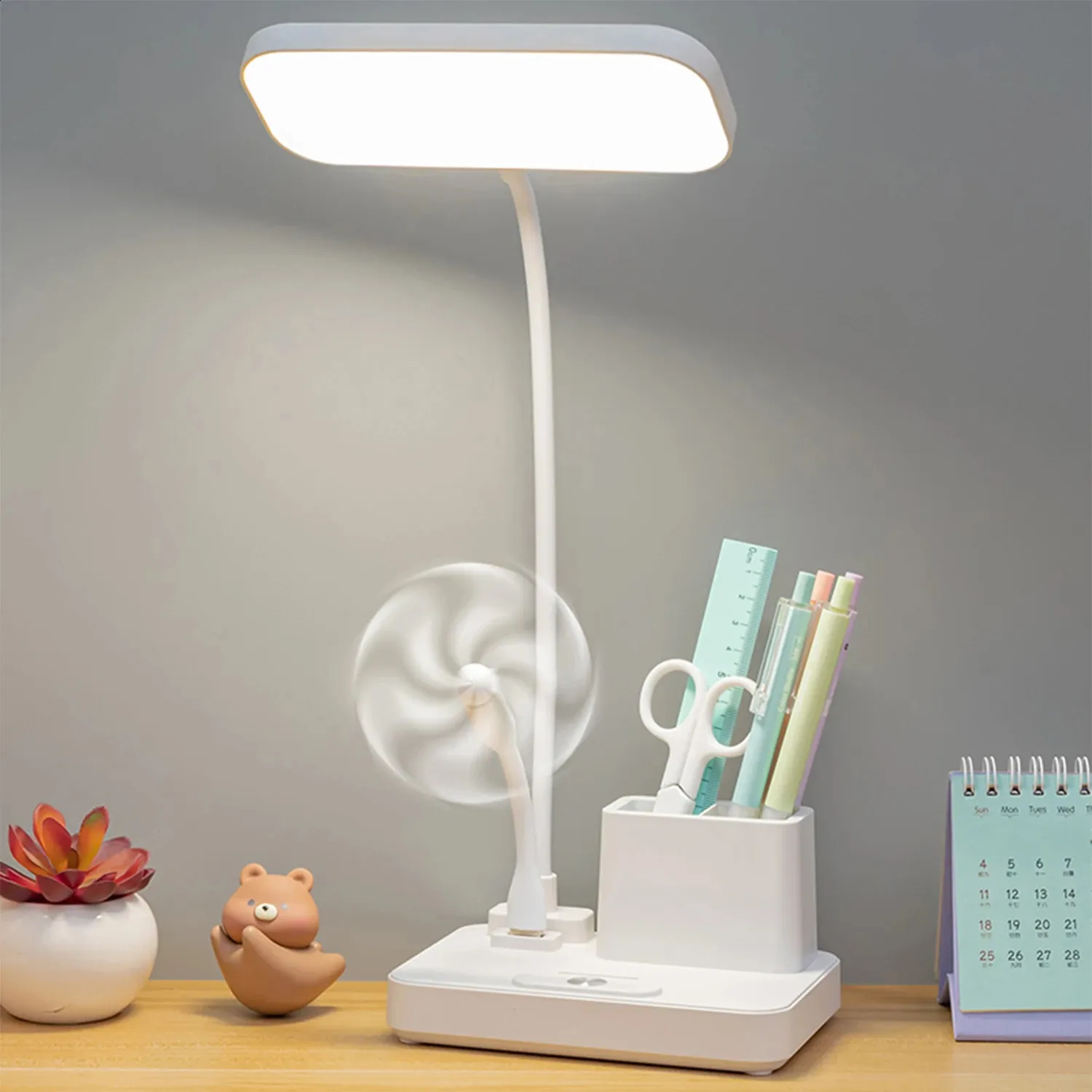 Study desk light USB clip table lamp with 3 touch dimming modes glass ...
