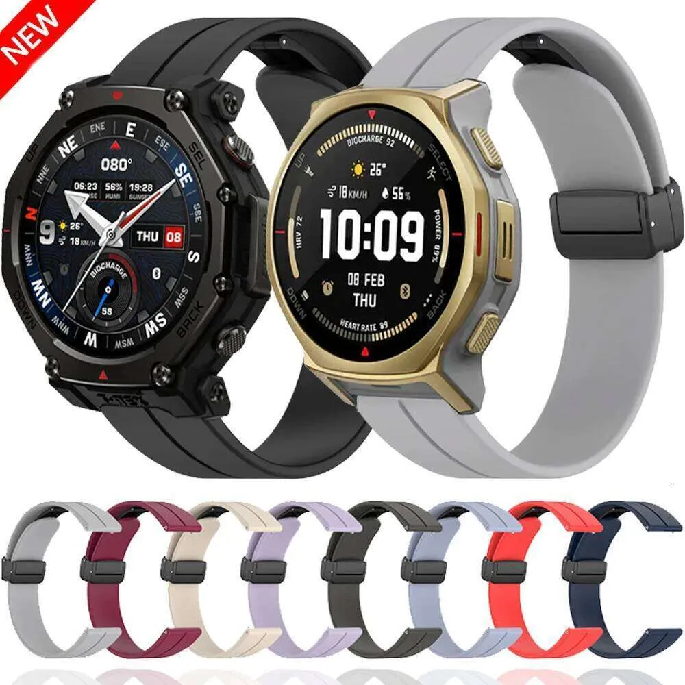 20/22mm Silver Silicone Strap with Needle Buckle for Amazfit T-Rex3 Pro ...