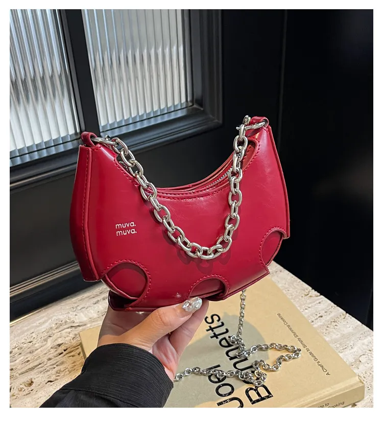 Crescent Handbag Mini Pillow Shape Genuine Leather PU Soft Crossbody ...