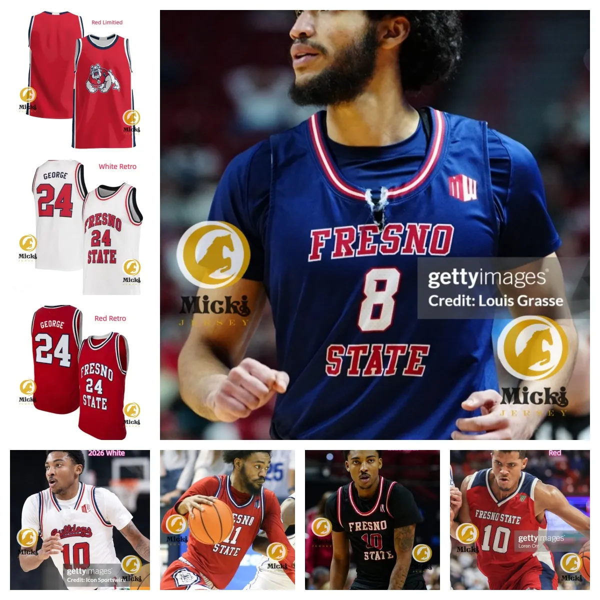 Fresno State Bulldogs Basketball Jerseys Stitched College Team Jerseys ...