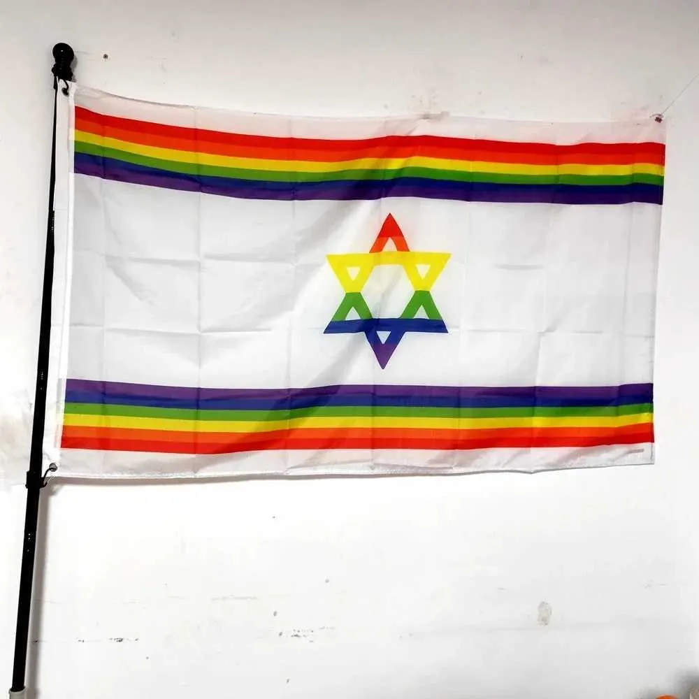 Israel Israelis Flag Rainbow Gay Pride Flag 90 × 150 cm Nylon Outdoor ...