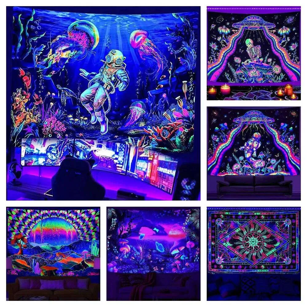 UV Fluorescent Blacklight Tapestry Under The Sea... From Kozakura30, $6 ...
