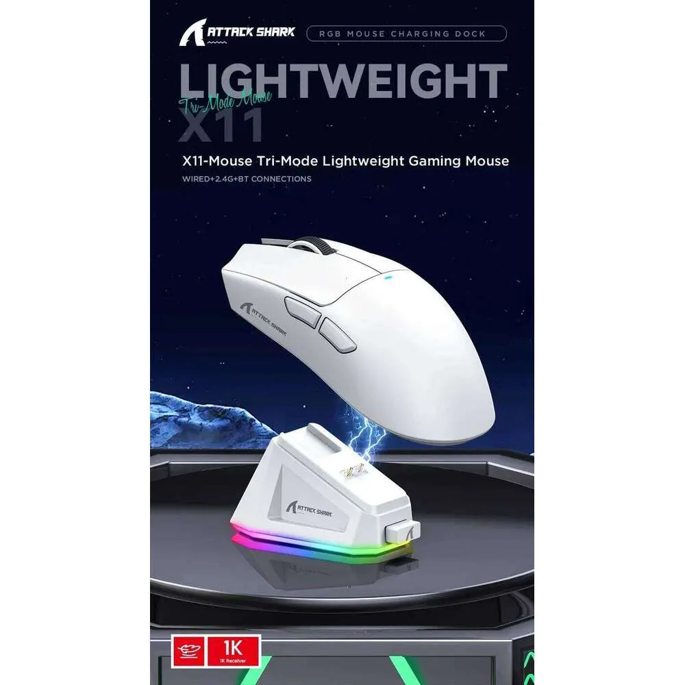 Attack Shark R1 X11 Wireless White Gaming Mouse 18K... From Nicola29 ...