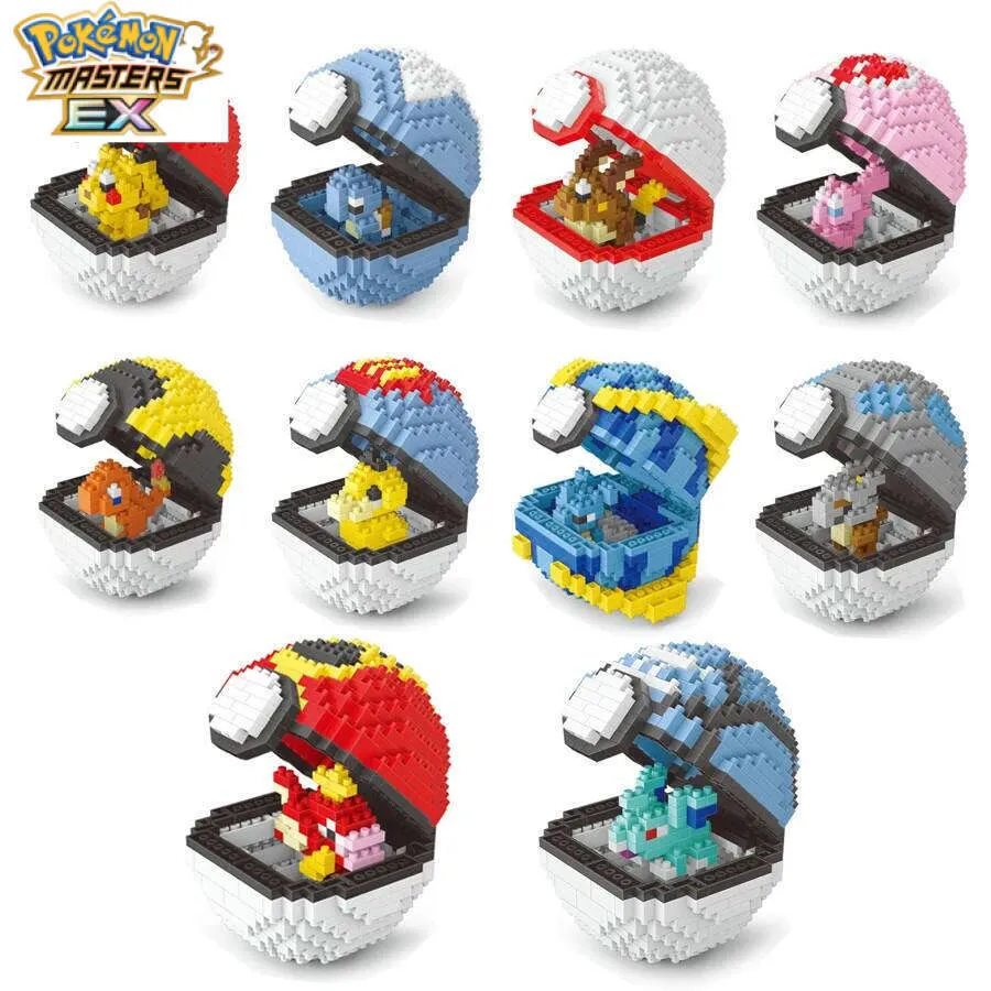 Micro Pokemon Pokeball Building Blocks Set Anime Action Figure Head ...