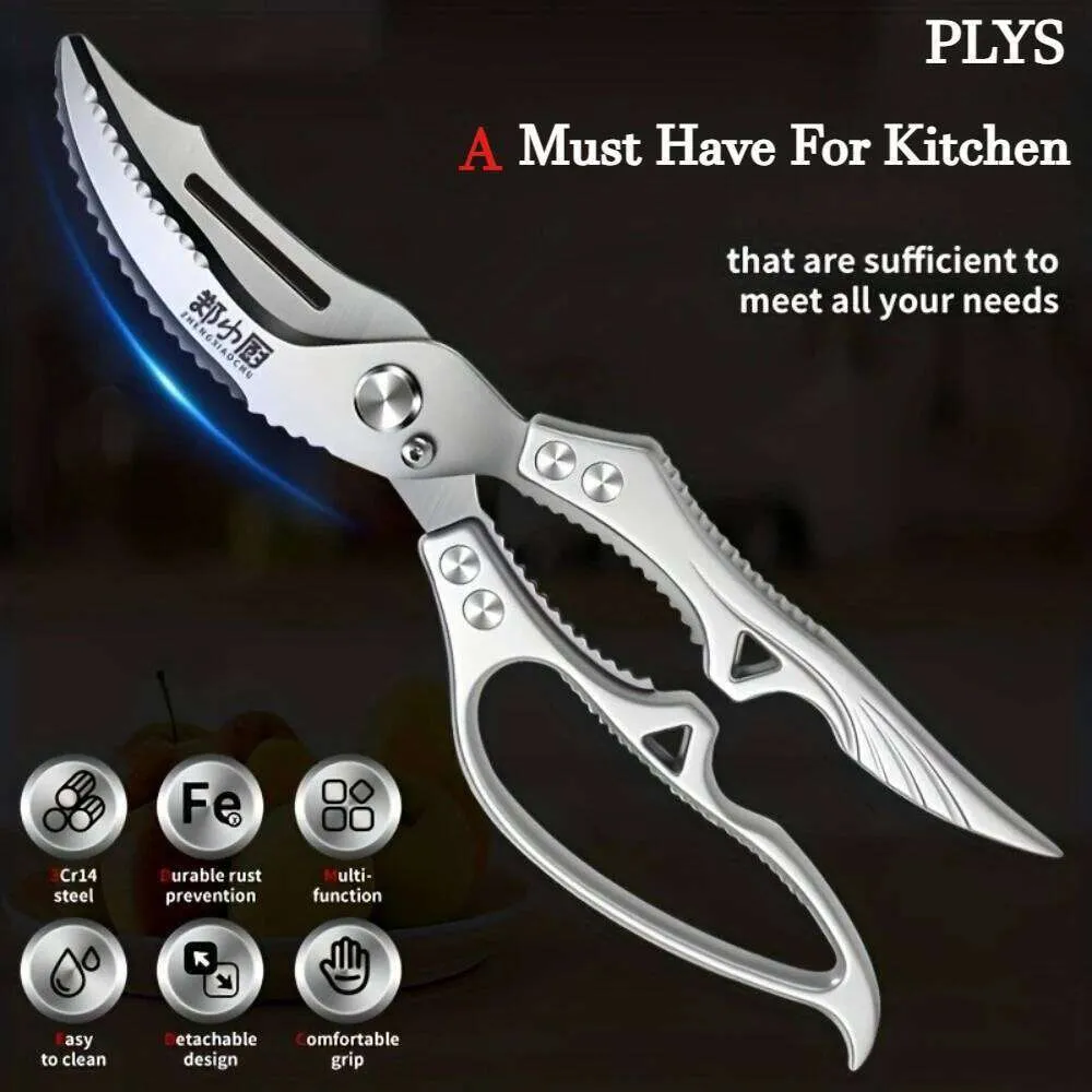 PLYS Kitchen Scissors Stainless Steel Multi-Purpose Chicken Bone Cutter ...